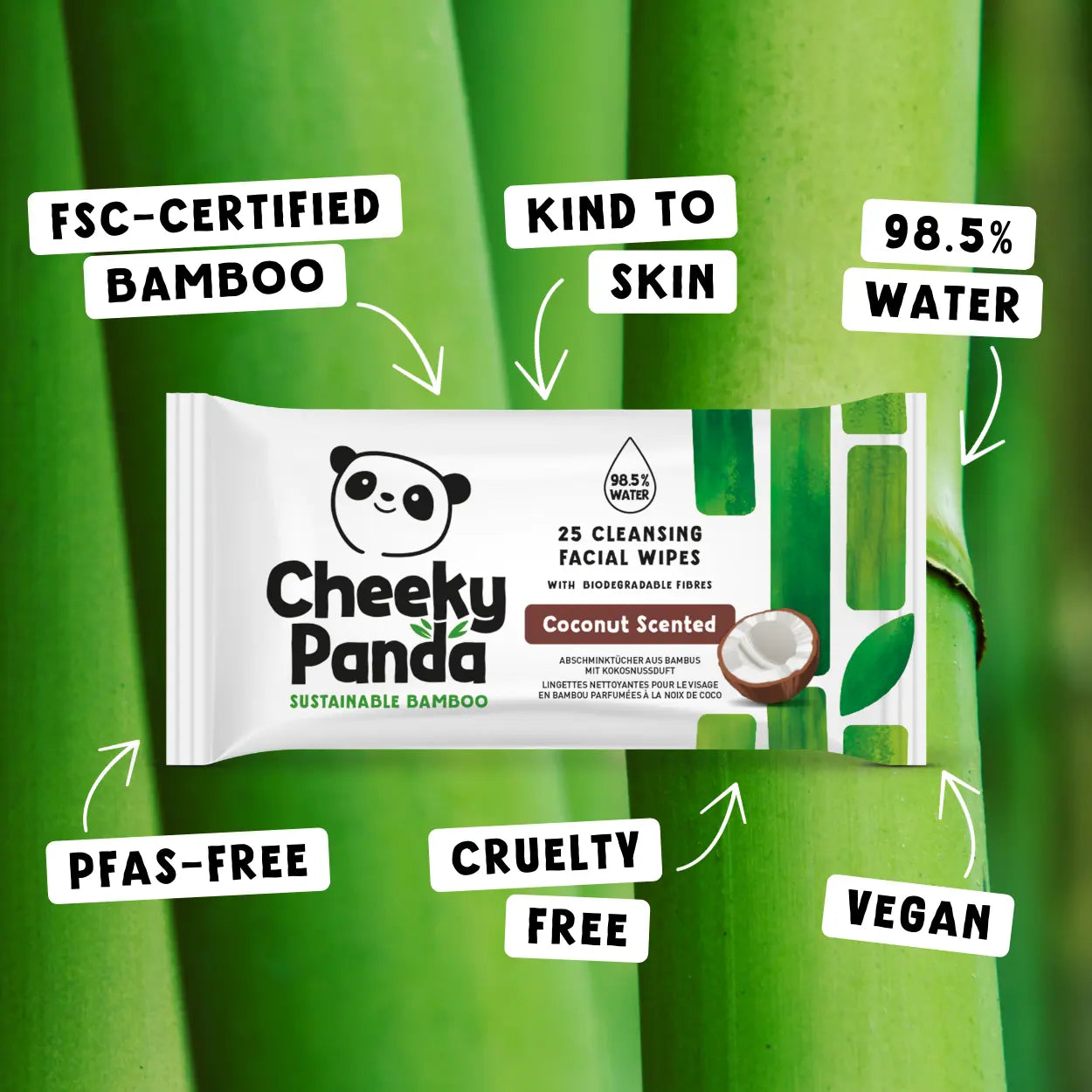 Biodegradable Bamboo Face Wipes | Cheeky Panda